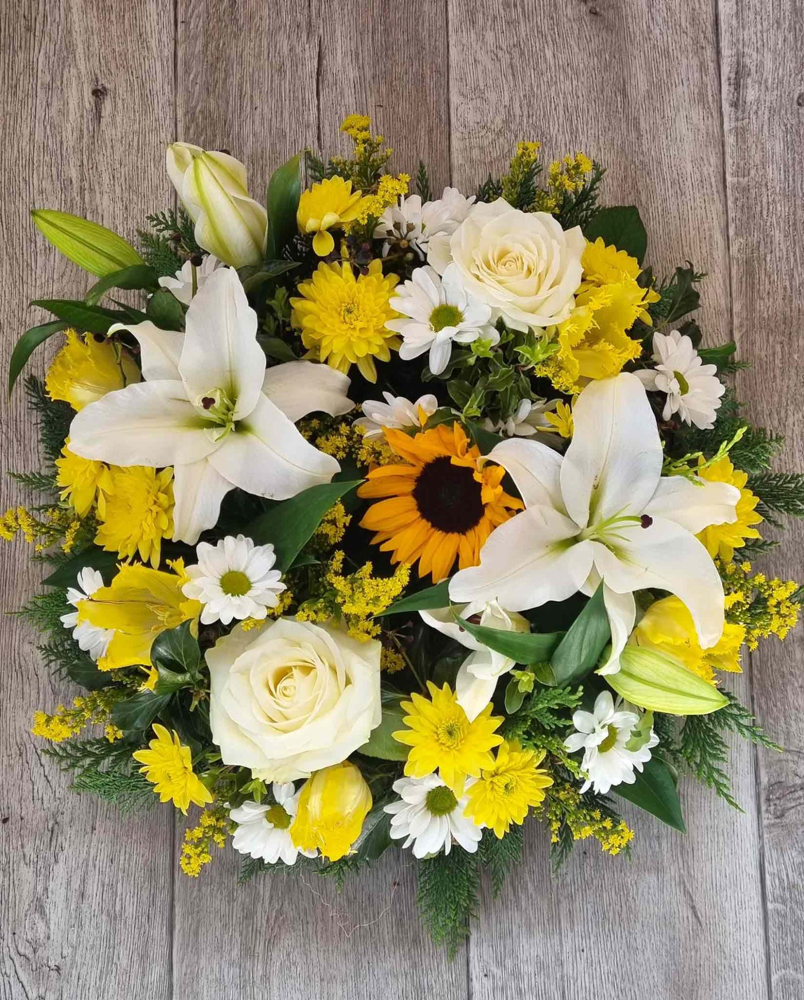 Yellow Funeral Wreath | Patty's Flowers